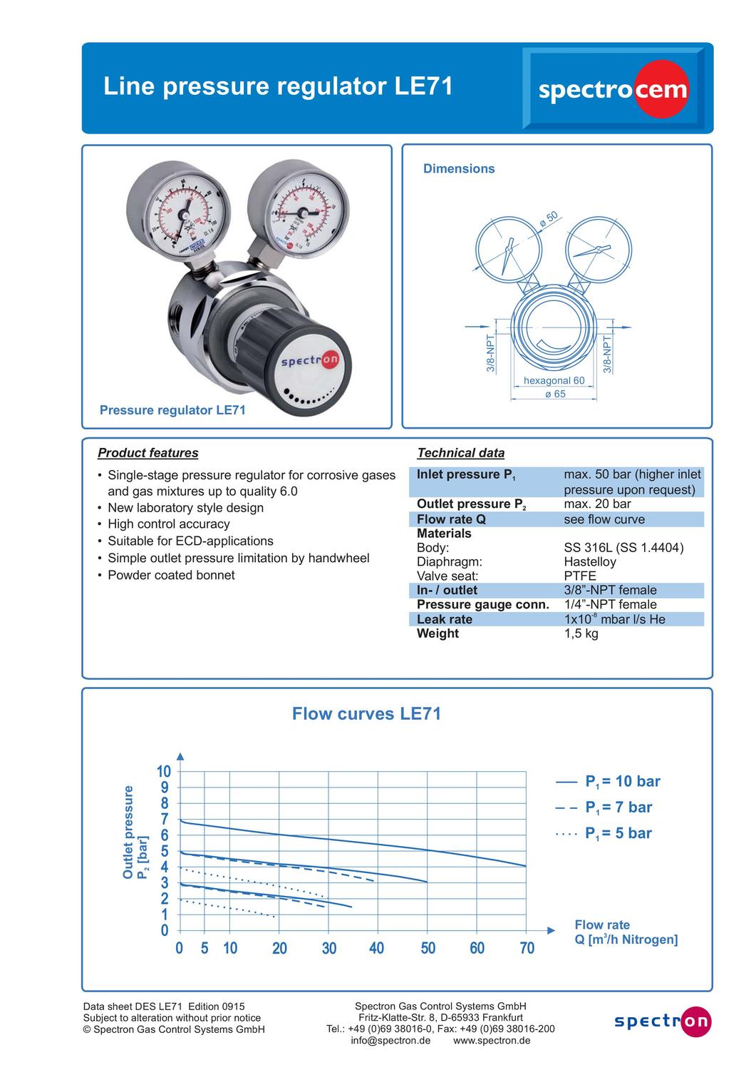 Spectron减压阀 LE71